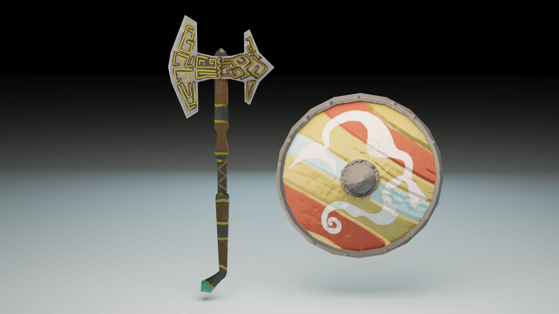 Viking Axe and Shield - 3D Model by zupmedia