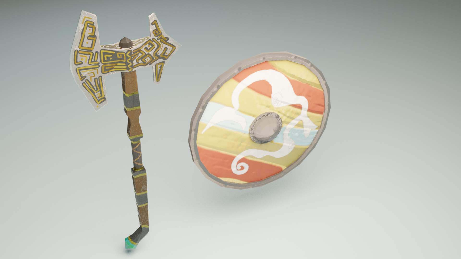 Viking Axe and Shield - 3D Model by zupmedia