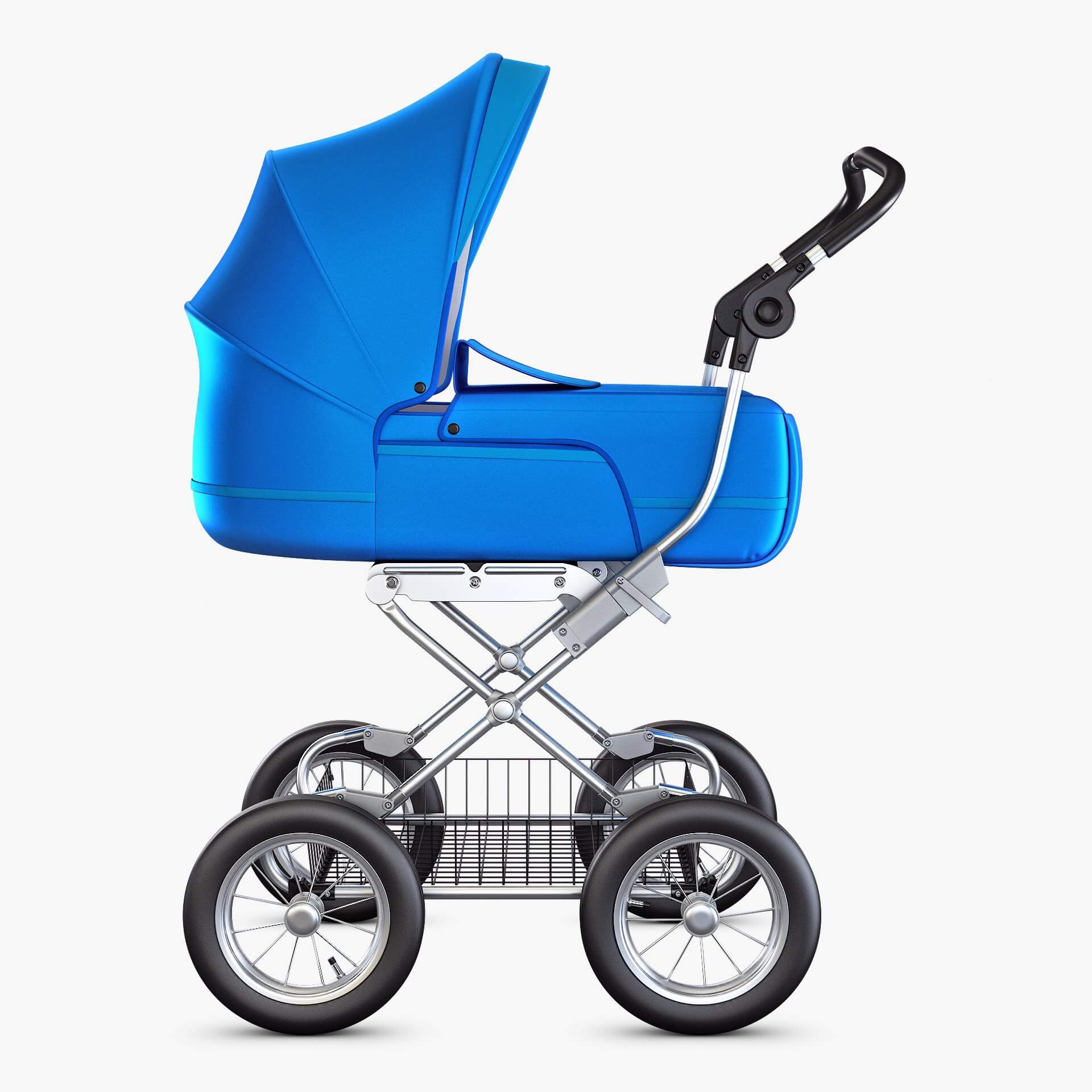Baby Stroller Blue V 1 - 3D Model by Zurel