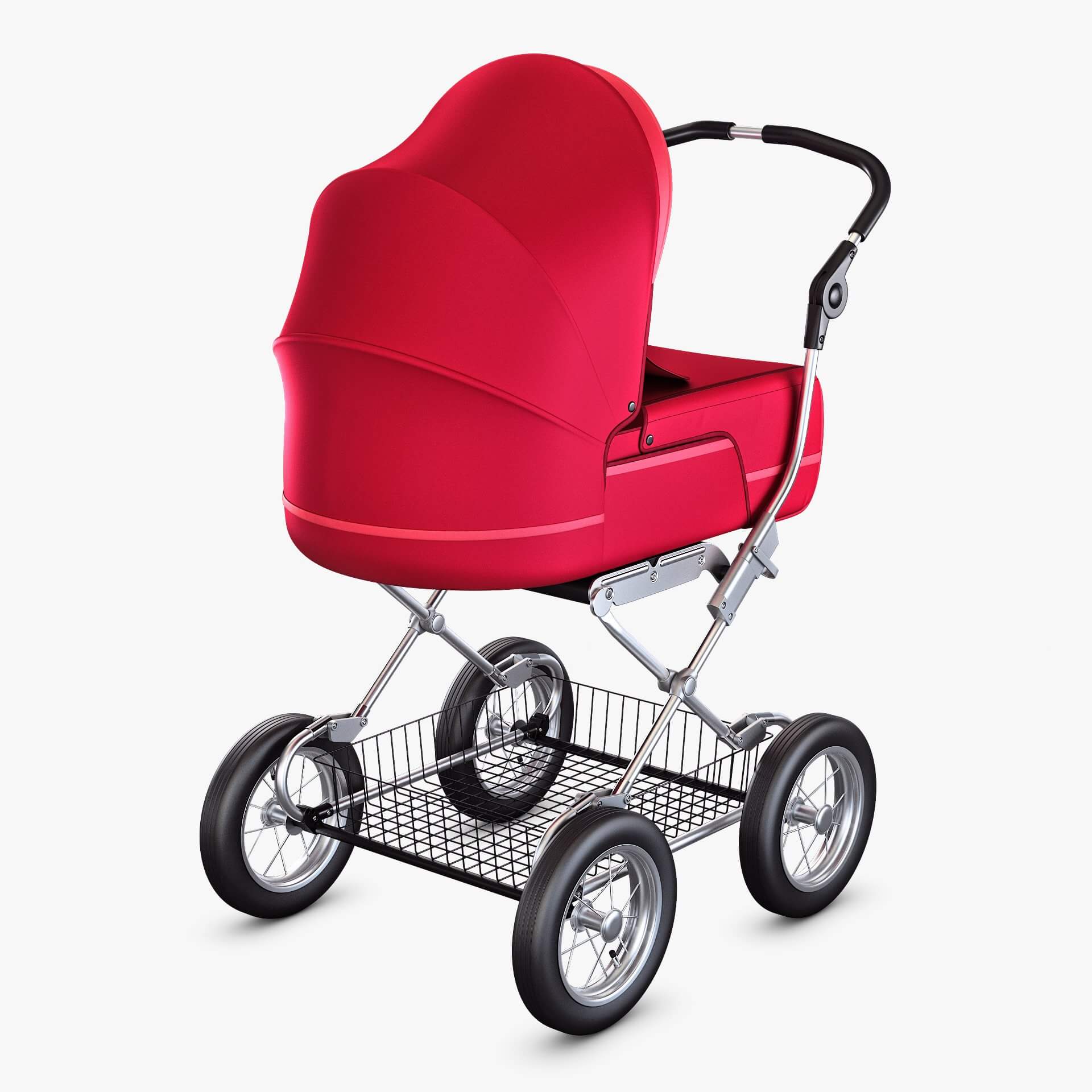 Baby Stroller Red V 1 - 3D Model by Zurel