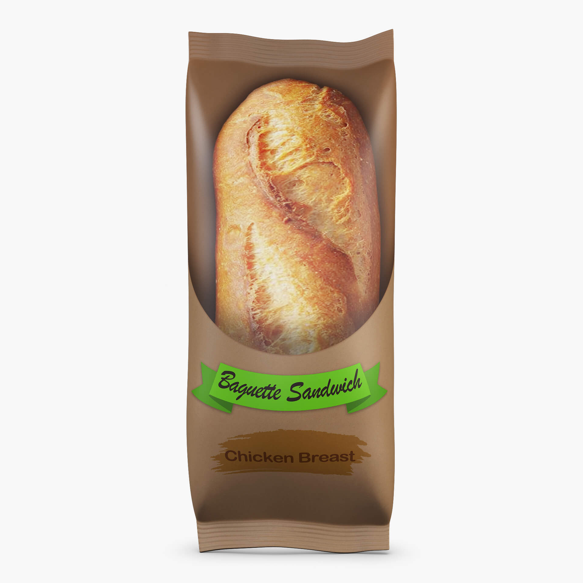 Baguette Sandwich Packaging Simple M 1 - 3D Model by Zurel