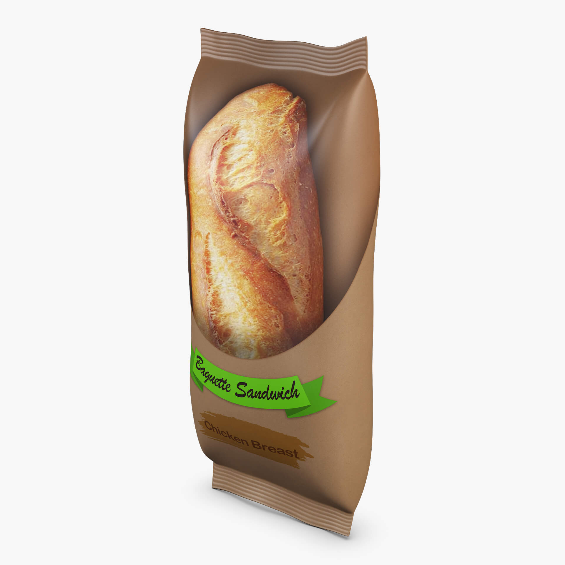 Baguette Sandwich Packaging Simple M 1 - 3D Model by Zurel