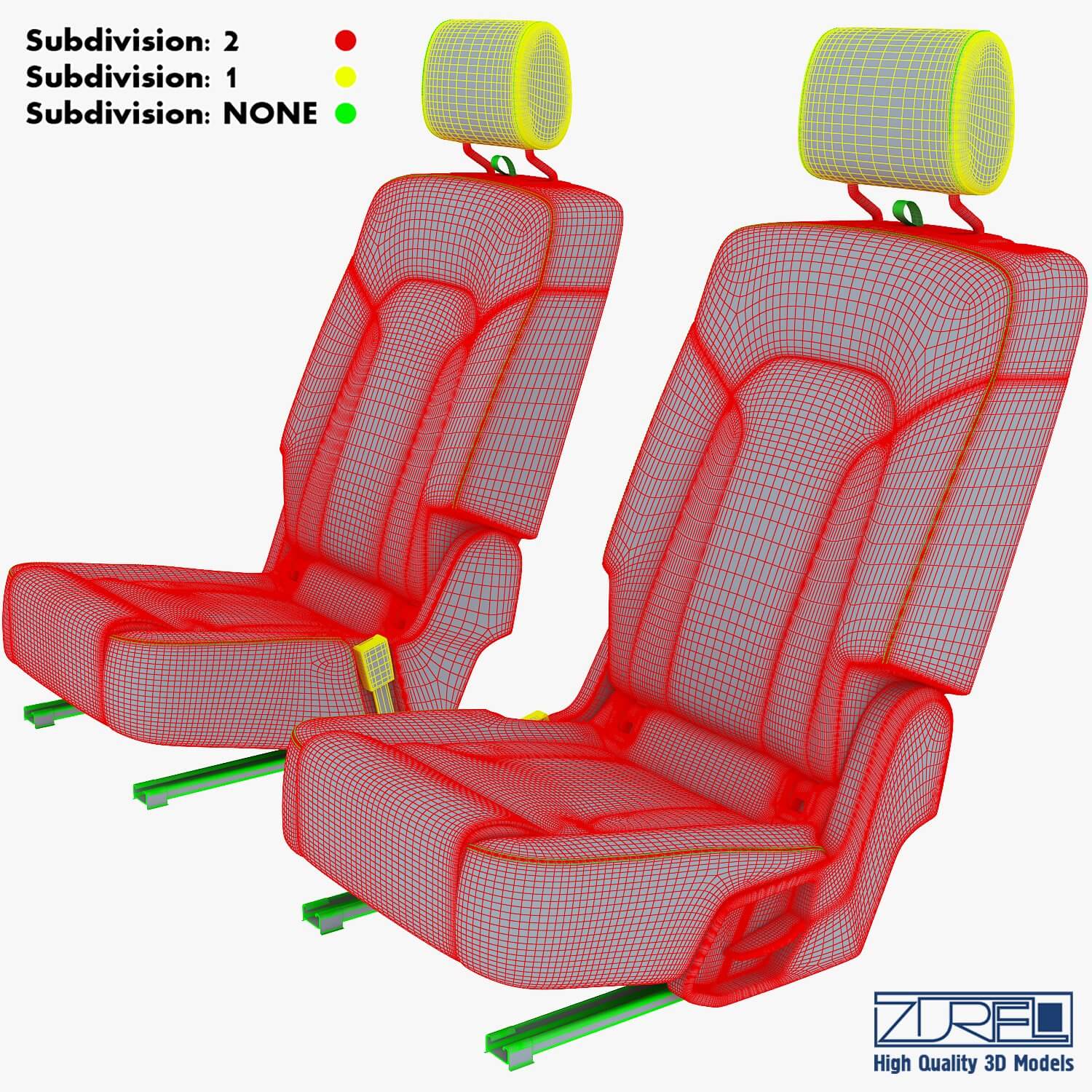 Car Seat Rear - 3D Model by Zurel