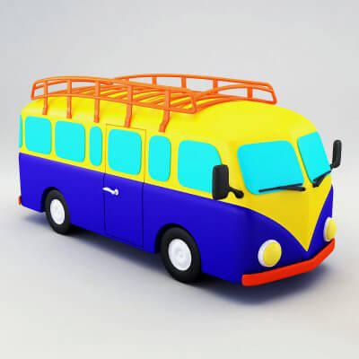 Cartoon Retro Bus - 3D Model by Zurel