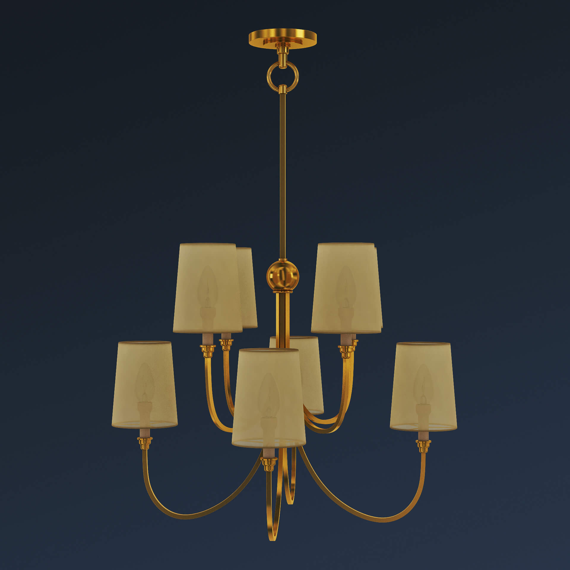 Chandelier Antique Nickel - 3D Model by Zurel