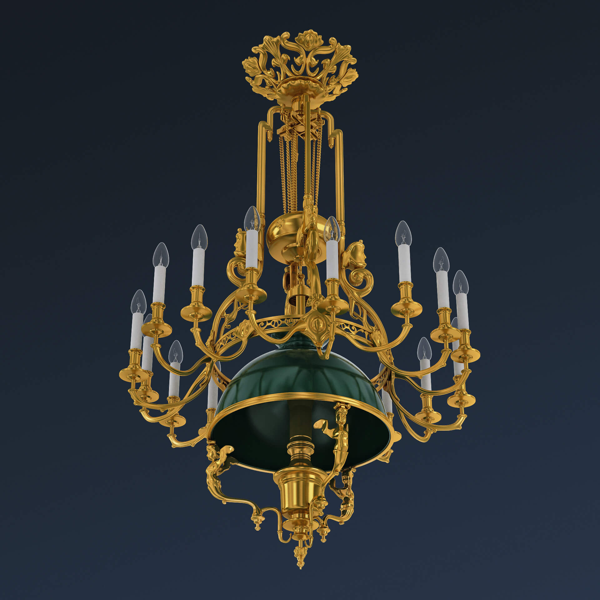 Chandelier Antique Rococo V 1 - 3D Model by Zurel