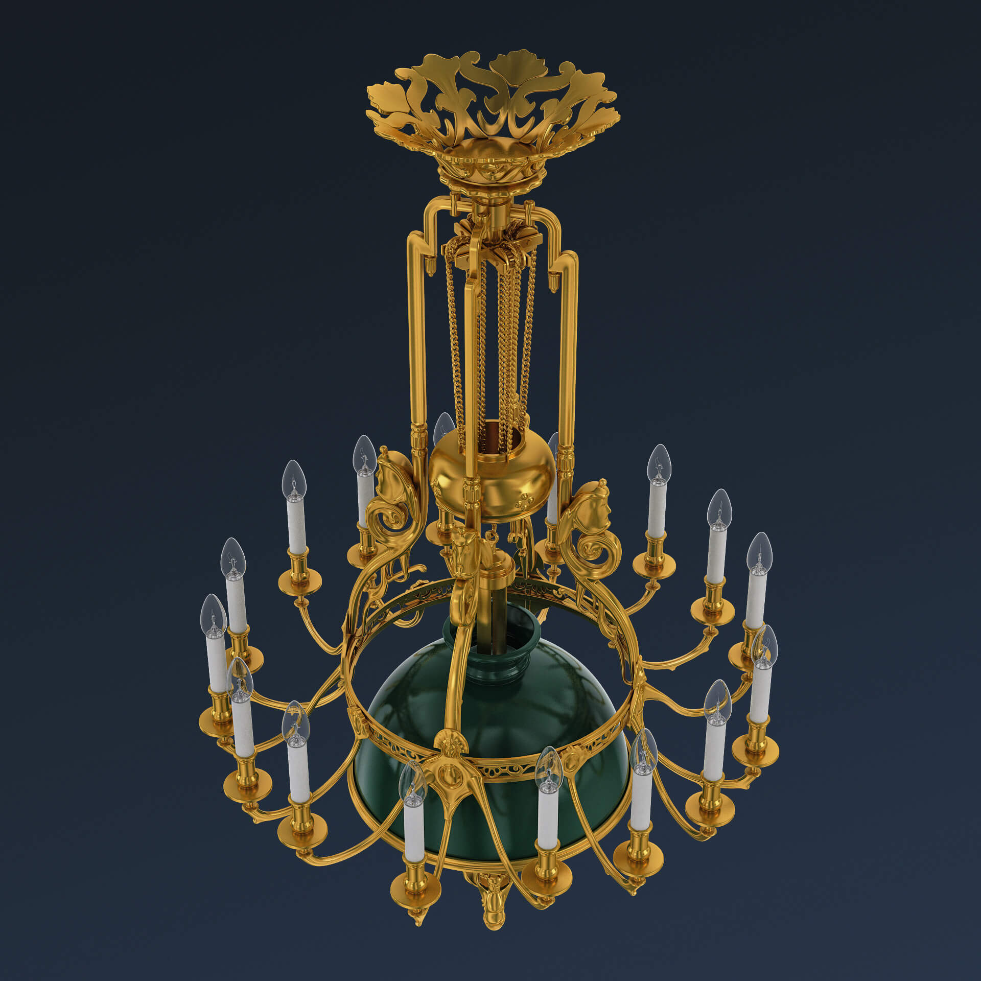 Chandelier Antique Rococo V 1 - 3D Model by Zurel