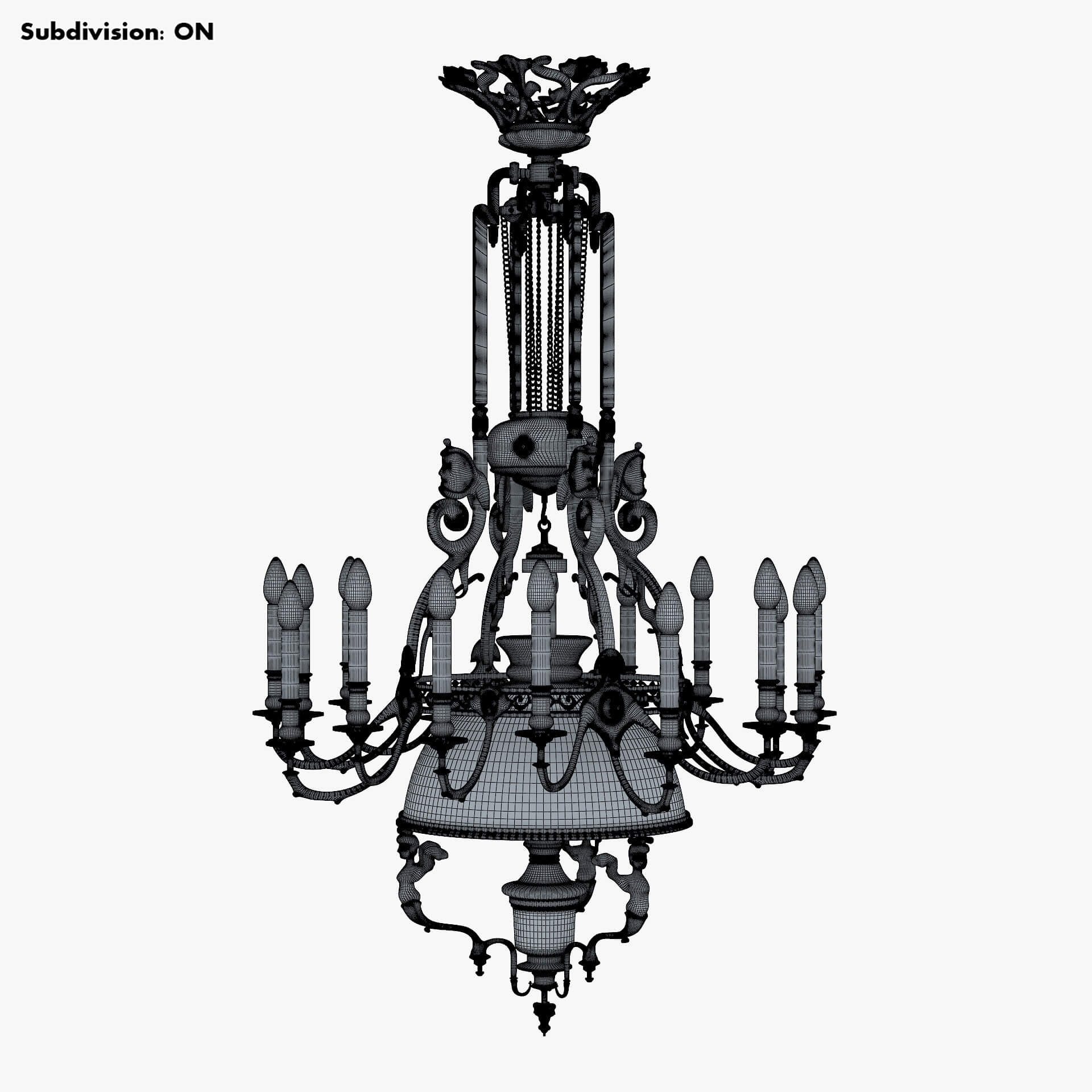Chandelier Antique Rococo V 1 - 3D Model by Zurel