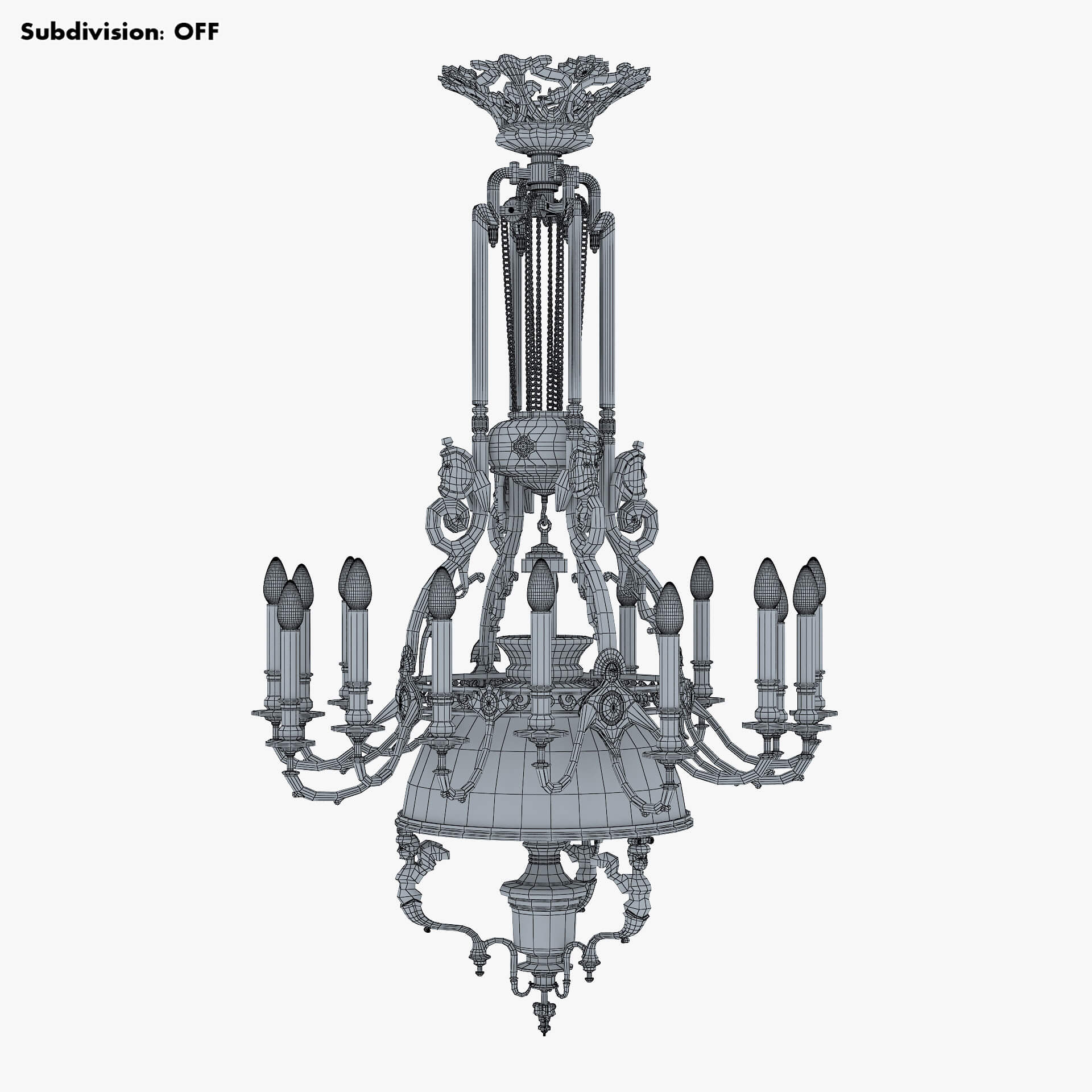 Chandelier Antique Rococo V 1 - 3D Model by Zurel