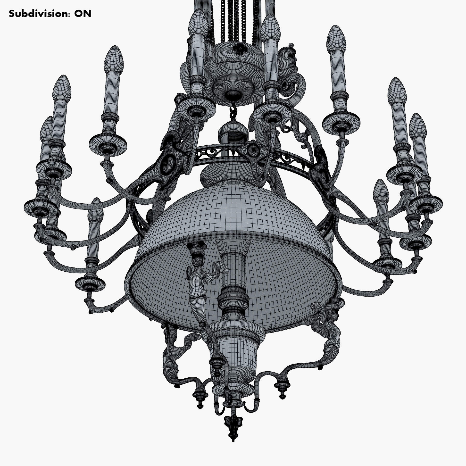 Chandelier Antique Rococo V 1 - 3D Model by Zurel