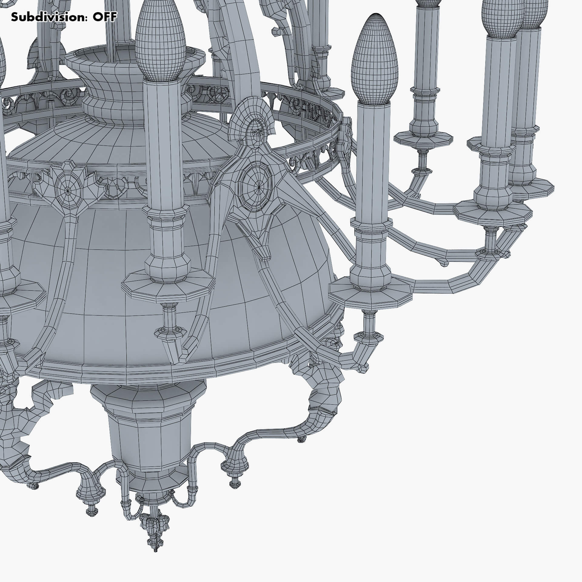 Chandelier Antique Rococo V 1 - 3D Model by Zurel