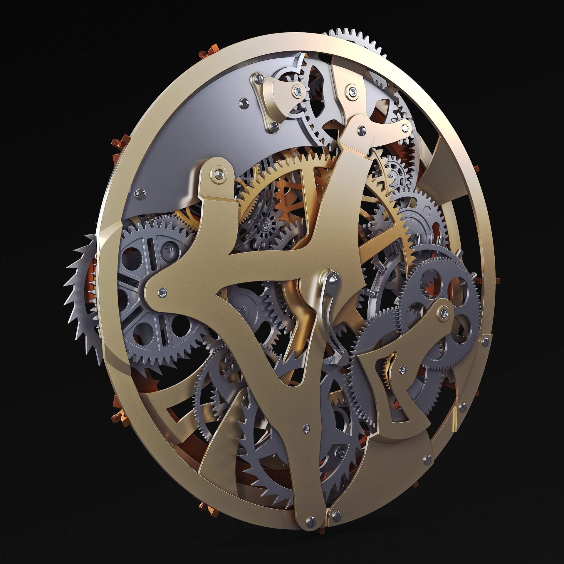 Clock Mechanism With Gears V 2 - 3D Model by Zurel