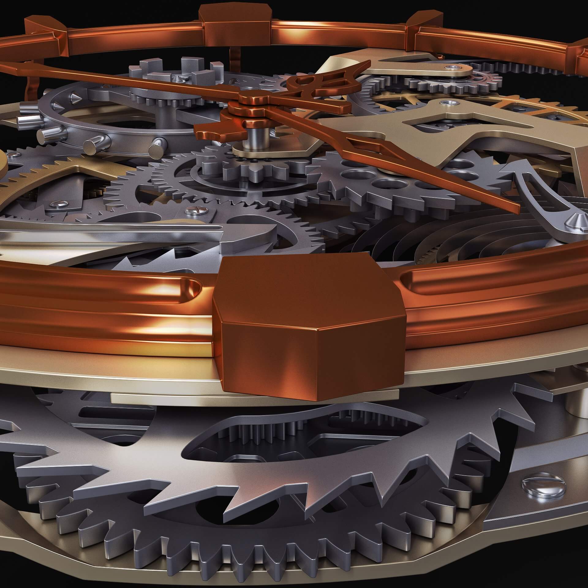 Clock Mechanism With Gears V 2 - 3D Model by Zurel