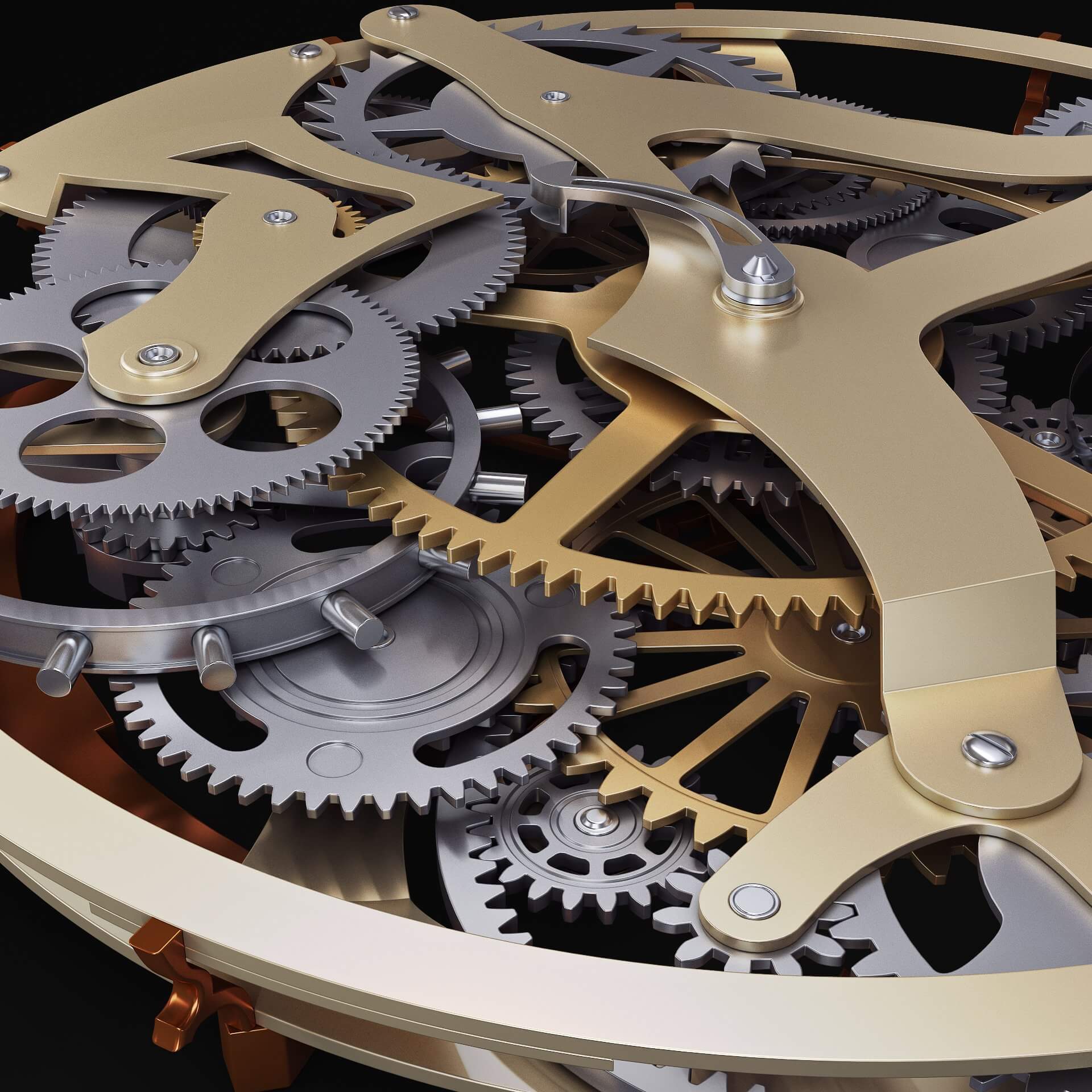 Clock Mechanism With Gears V 2 - 3D Model by Zurel
