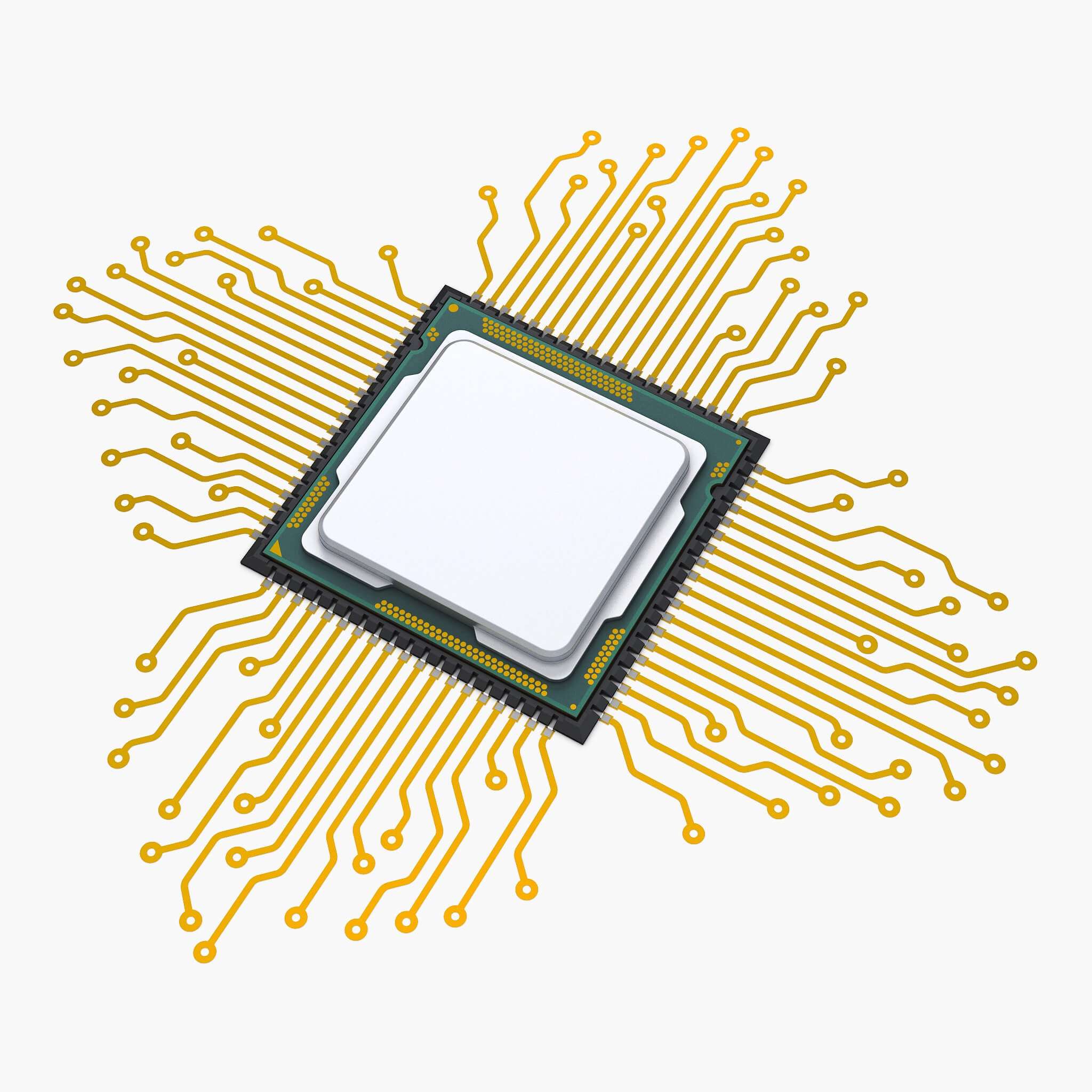 CPU Processor with Circuit Board Elements M1 - 3D Model by Zurel