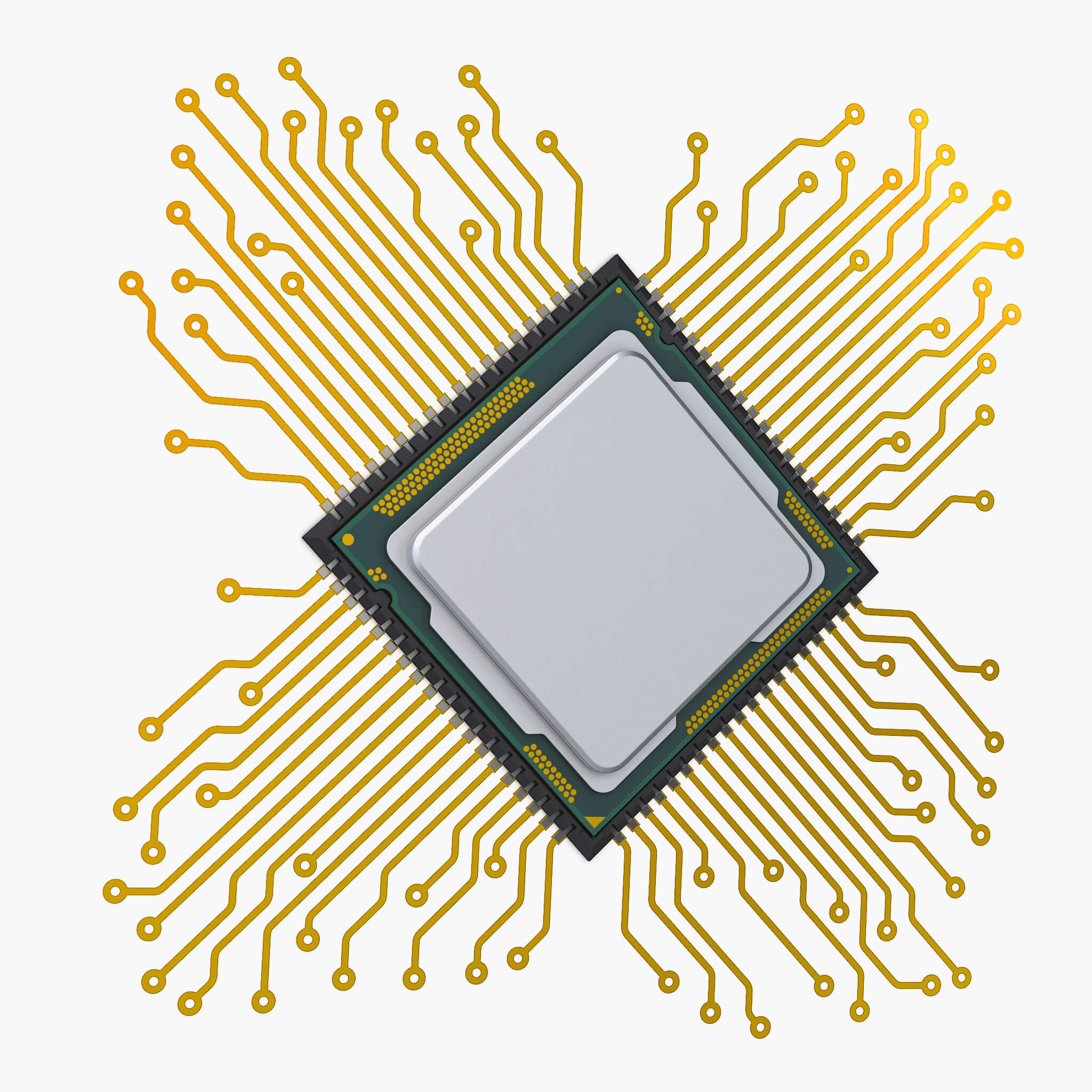 CPU Processor with Circuit Board Elements M1 - 3D Model by Zurel