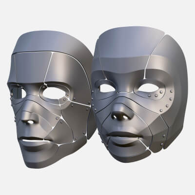 Cybernetic Male and Female Masks - 3D Model by Zurel
