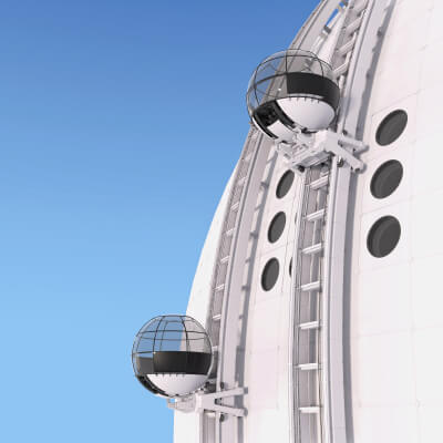 Exterior Spherical Elevator System M1 - 3D Model by Zurel