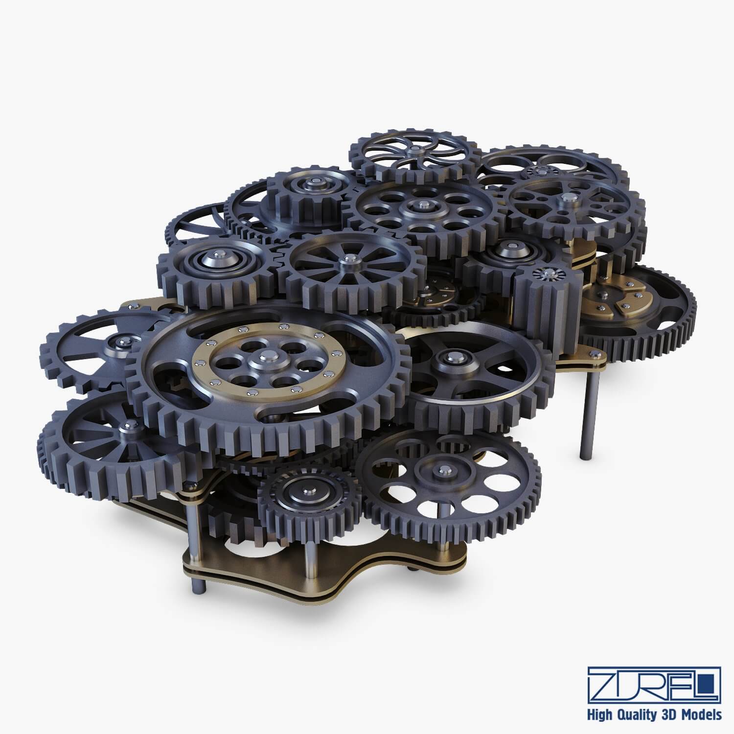 Gear Mechanism V 1 - 3D Model by Zurel