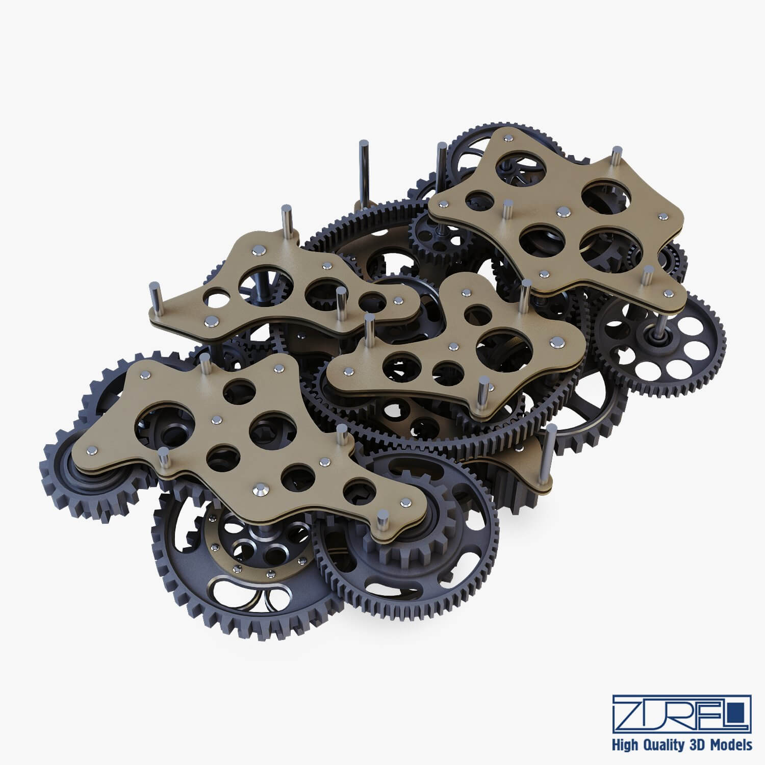 Gear Mechanism V 1 - 3D Model by Zurel