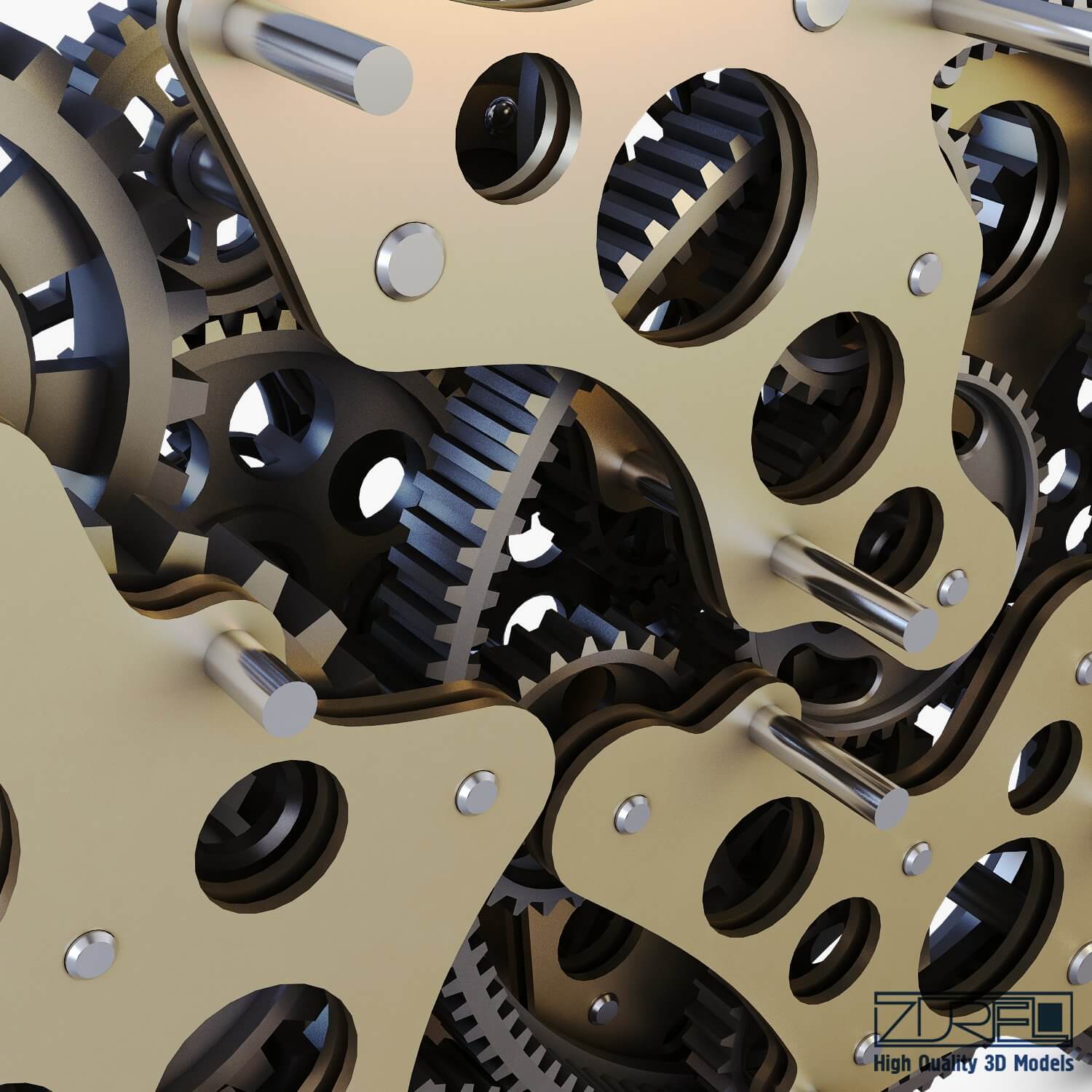Gear Mechanism V 1 - 3D Model by Zurel