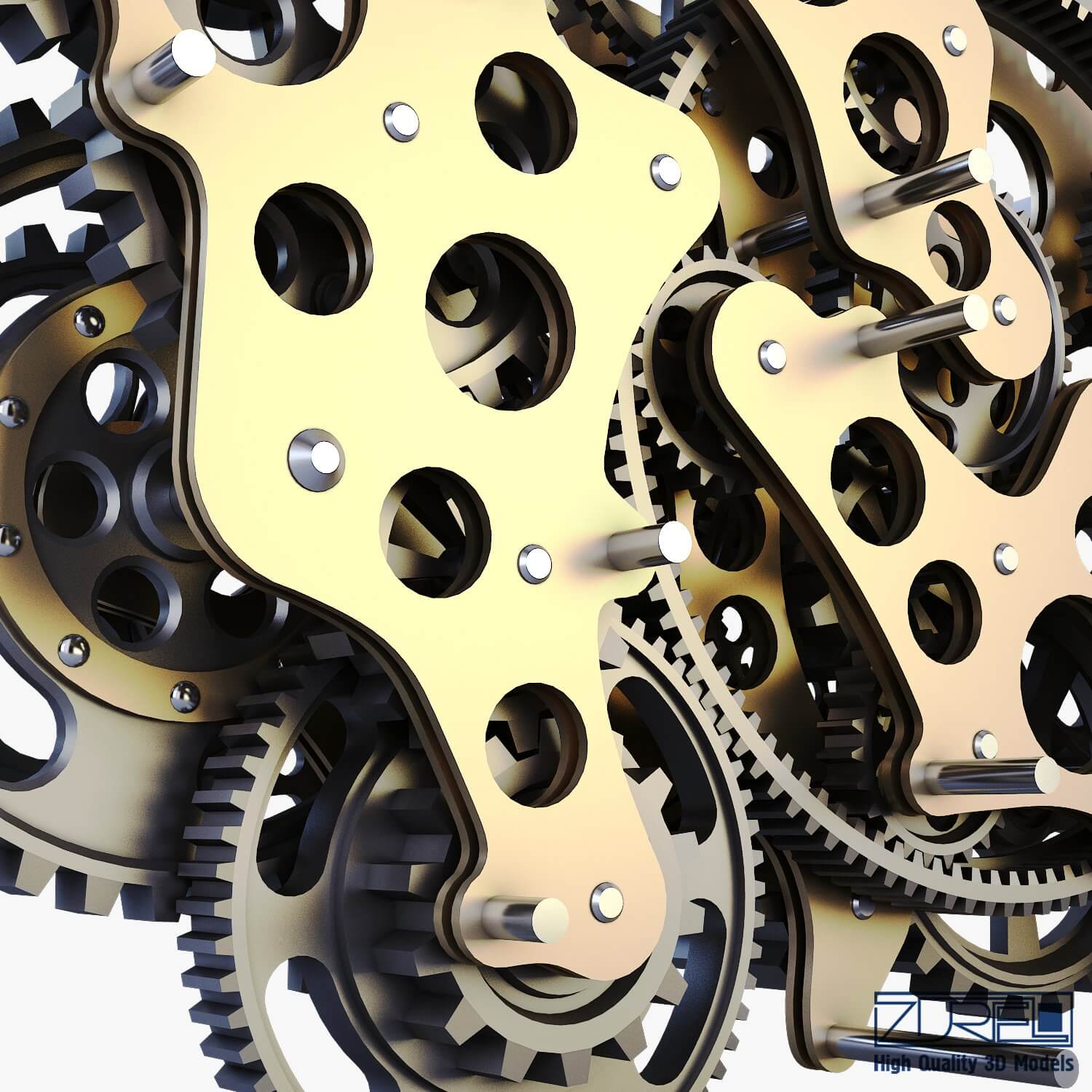 Gear Mechanism V 1 - 3D Model by Zurel