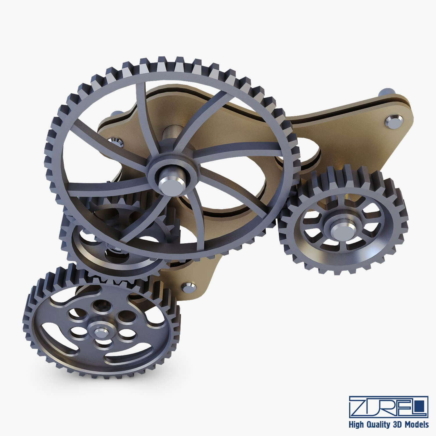 Gear Mechanism V 4 - 3D Model by Zurel