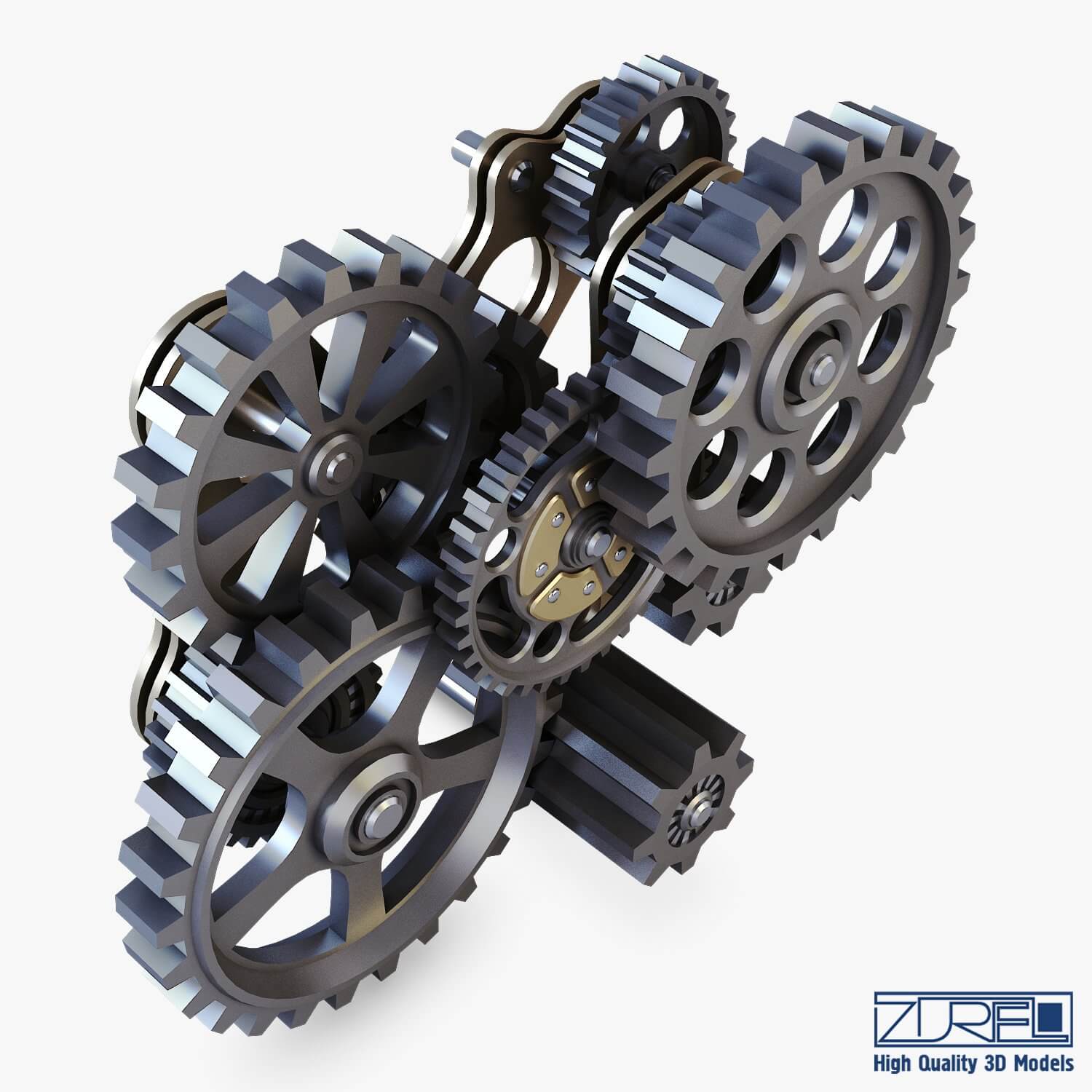 Gear Mechanism V 7 - 3D Model by Zurel