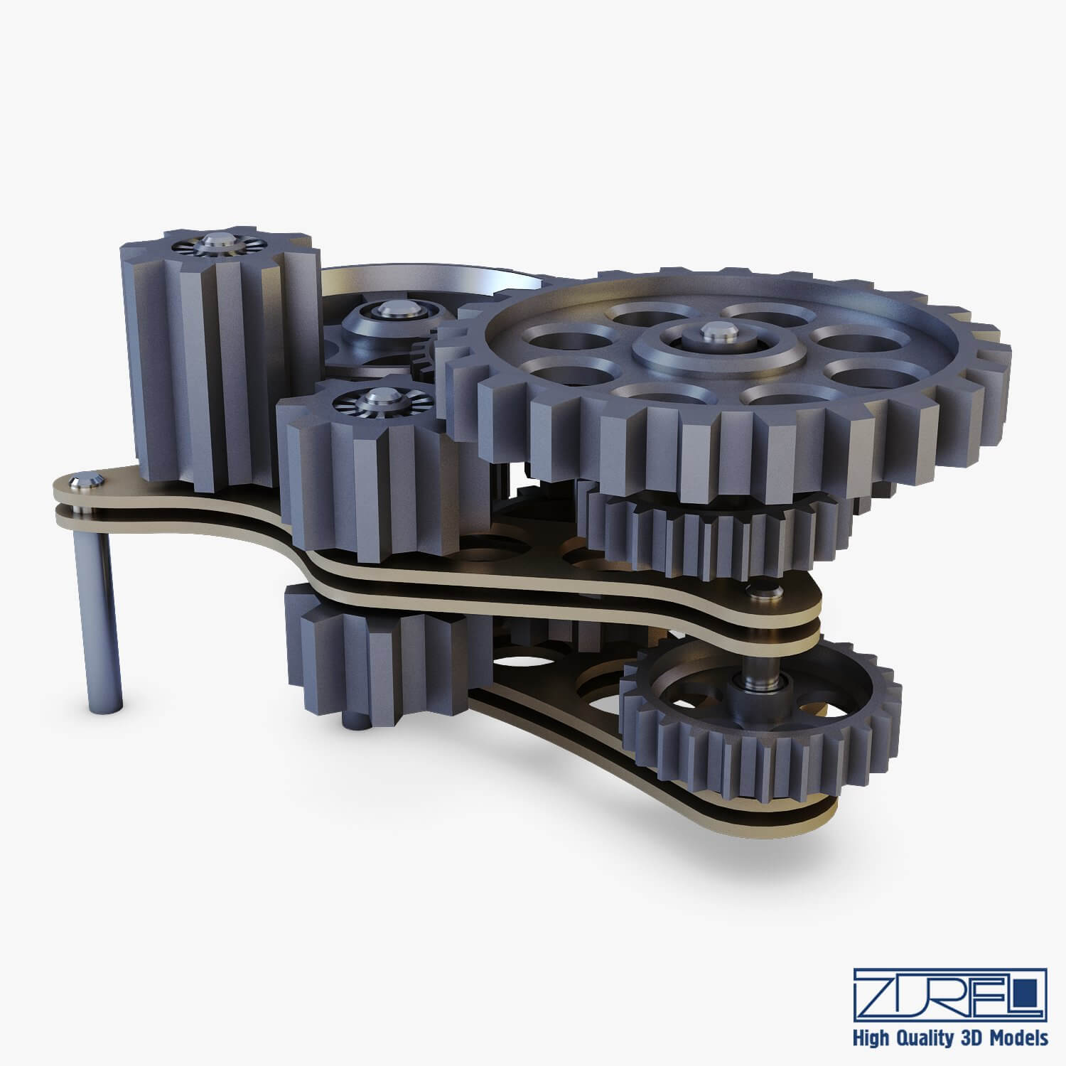 Gear Mechanism V 7 - 3D Model by Zurel