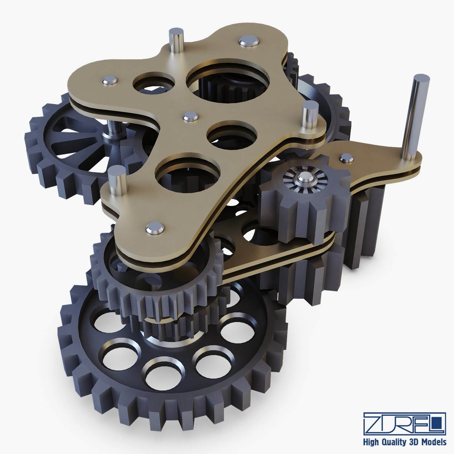 Gear Mechanism V 7 - 3D Model by Zurel