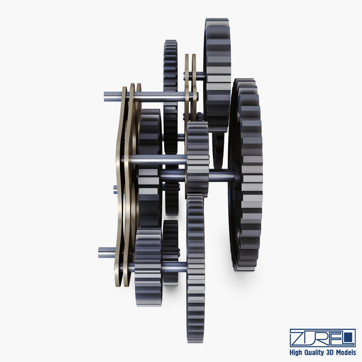 Gear Mechanism V 8 - 3D Model by Zurel
