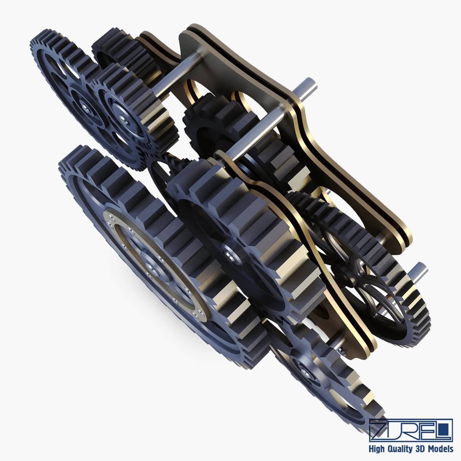 Gear Mechanism V 8 - 3D Model by Zurel