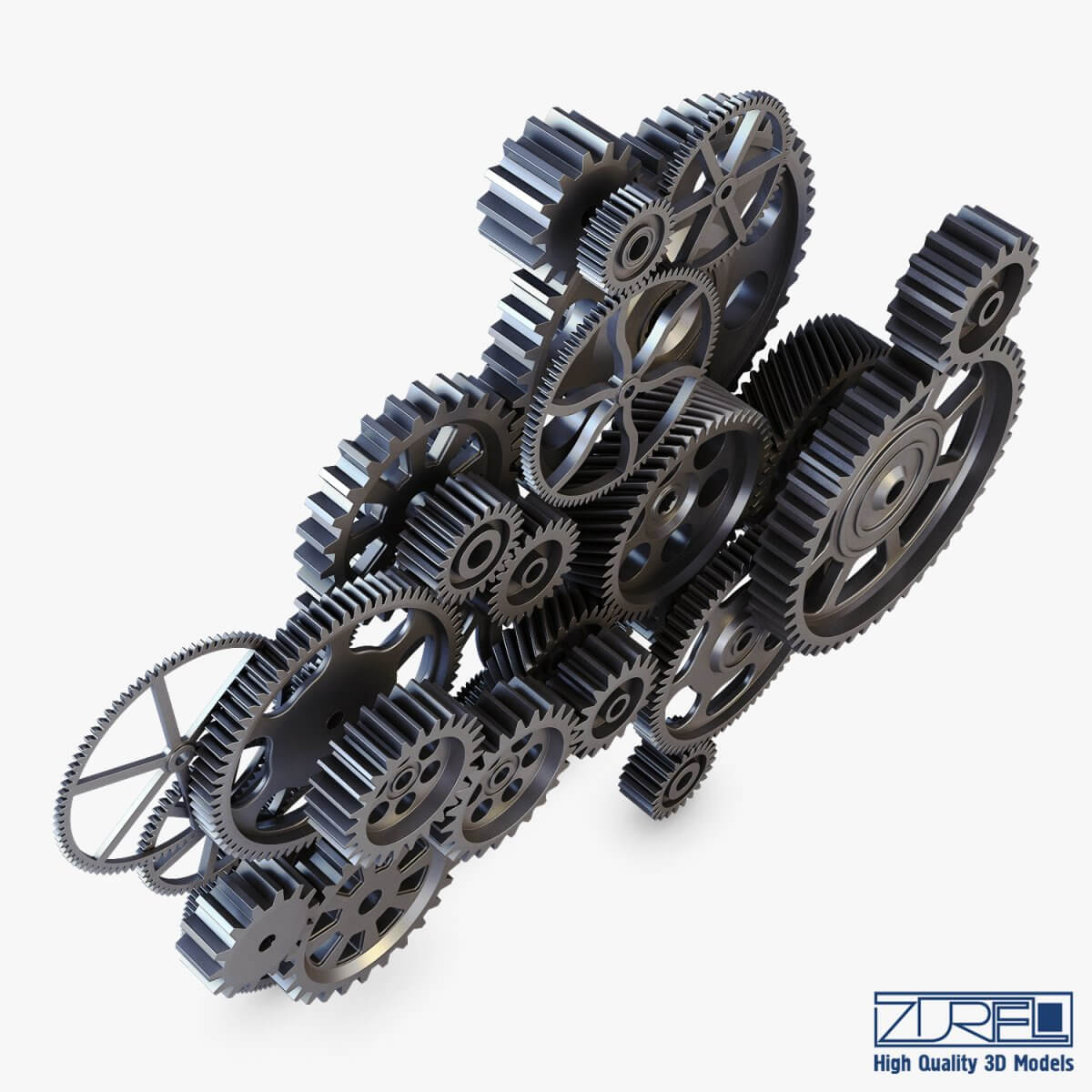 Gear Mechanism V 2 - 3D Model by Zurel