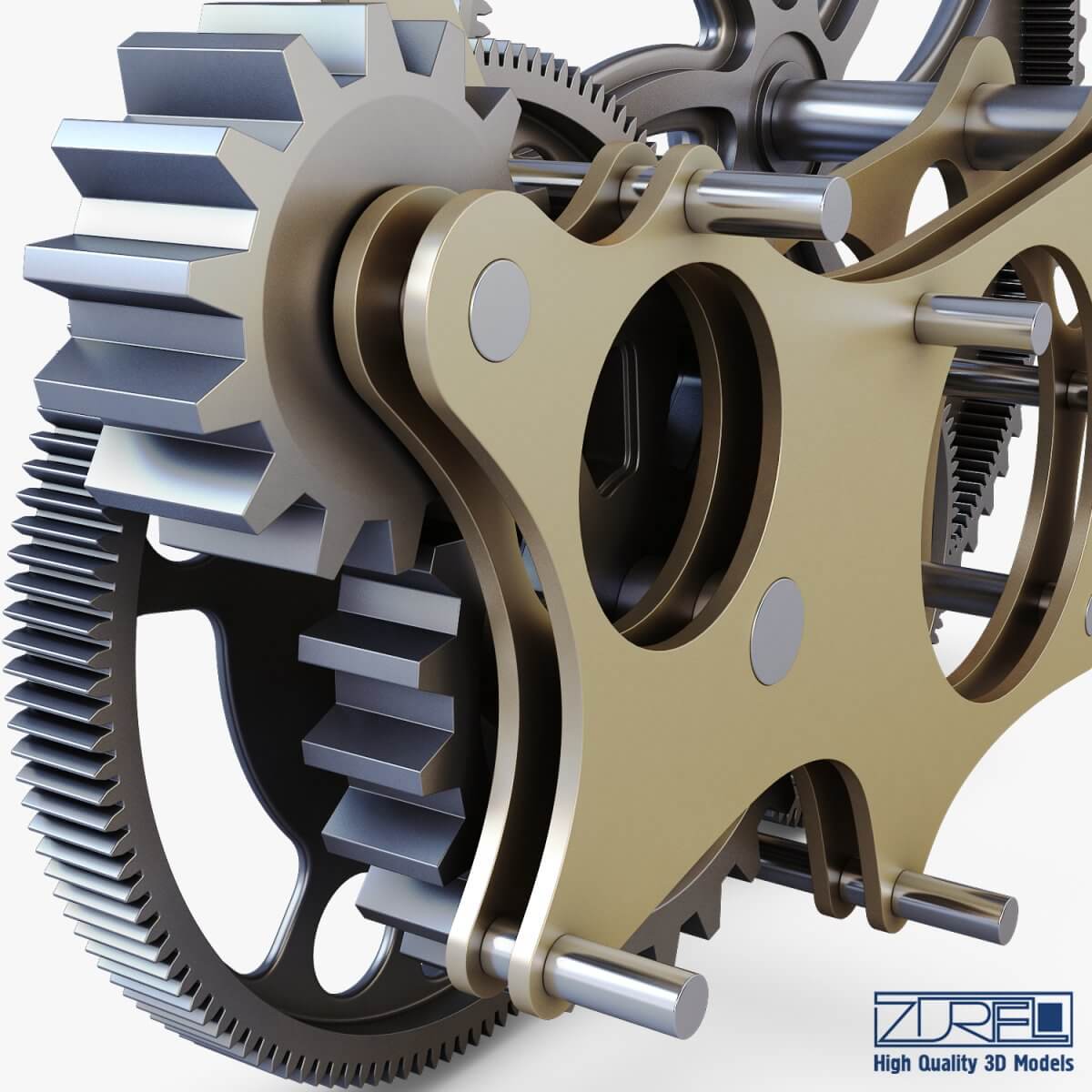 Gear Mechanism V 7 - 3D Model by Zurel
