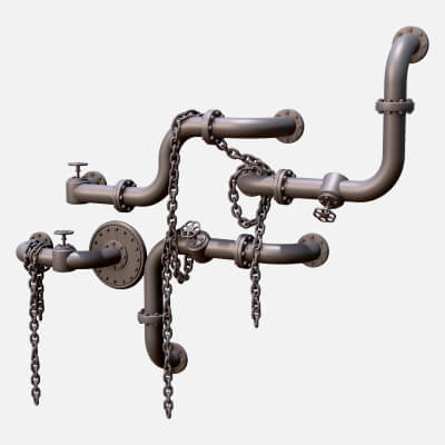 Industrial Pipe System with Chains M1 - 3D Model by Zurel