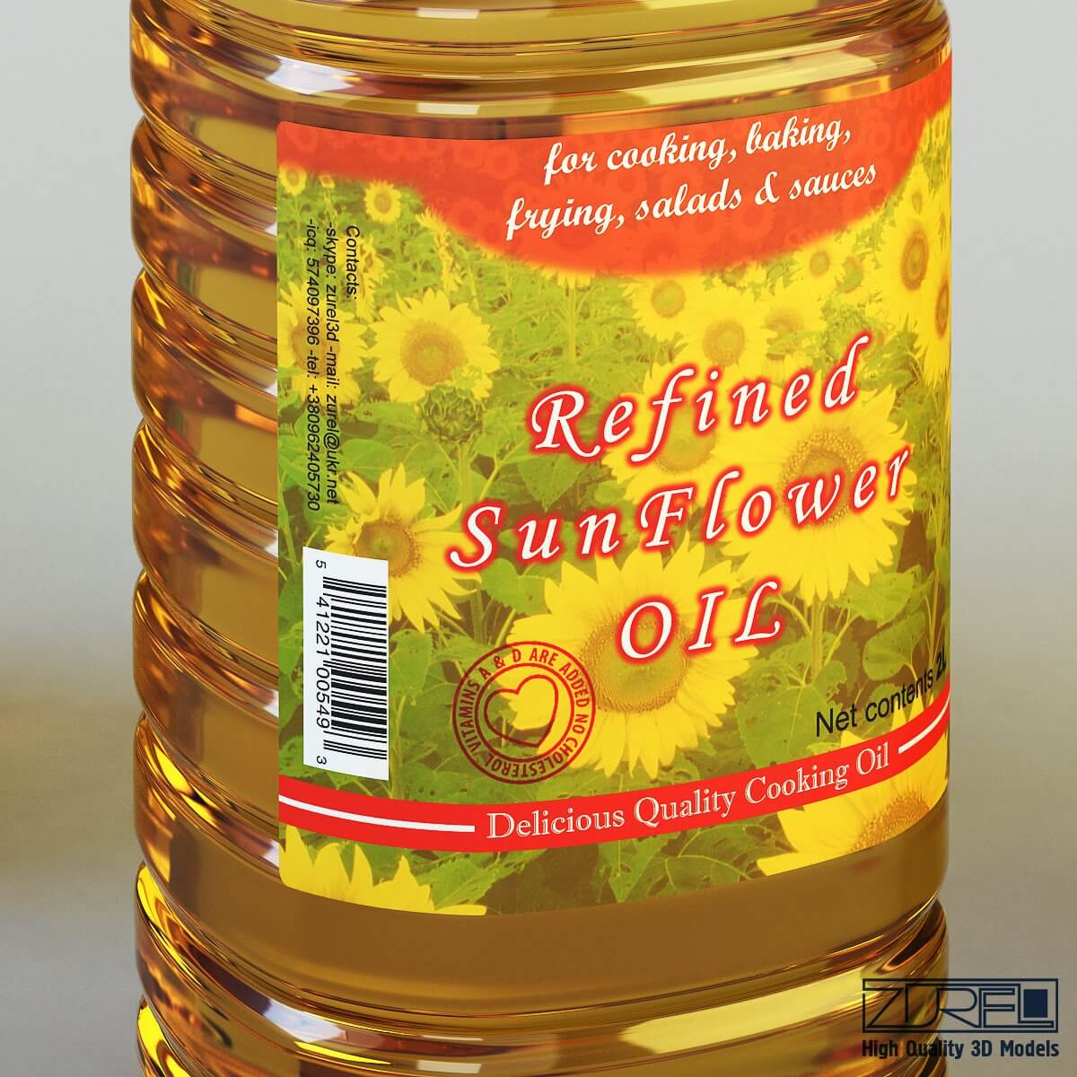 Oil Bottle 2 Liter - 3D Model by Zurel