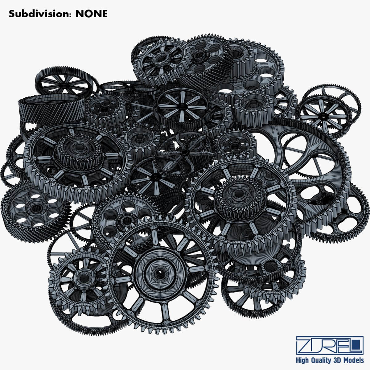 Pile of Scattered Gears V 1 - 3D Model by Zurel