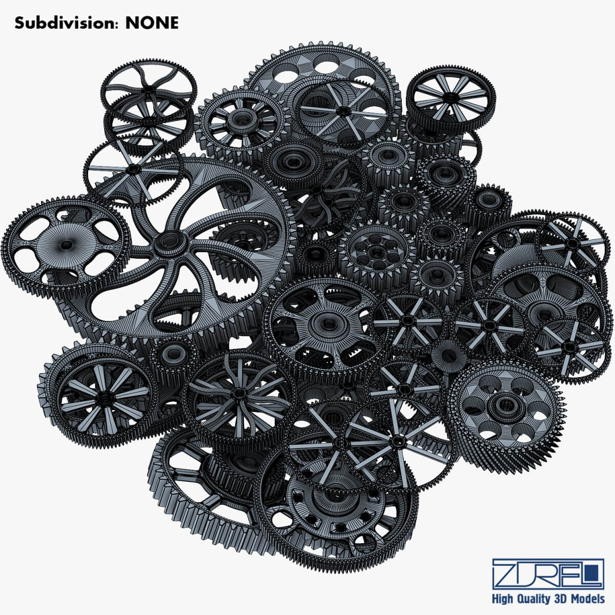 Pile of Scattered Gears V 1 - 3D Model by Zurel