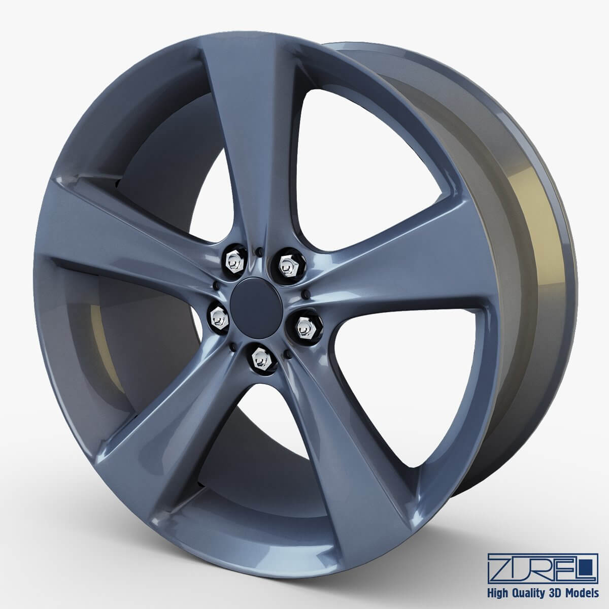 Style 128 Wheel Ferric Gray Mid Poly - 3D Model by Zurel