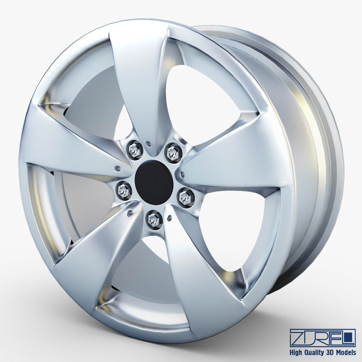 Style 138 Wheel Silver Mid Poly - 3D Model by Zurel