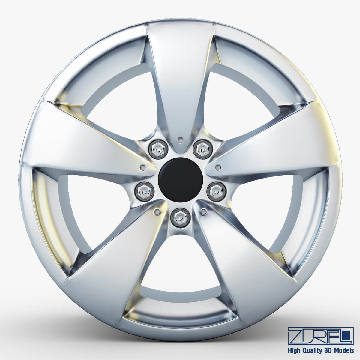 Style 138 Wheel Silver Mid Poly - 3D Model by Zurel