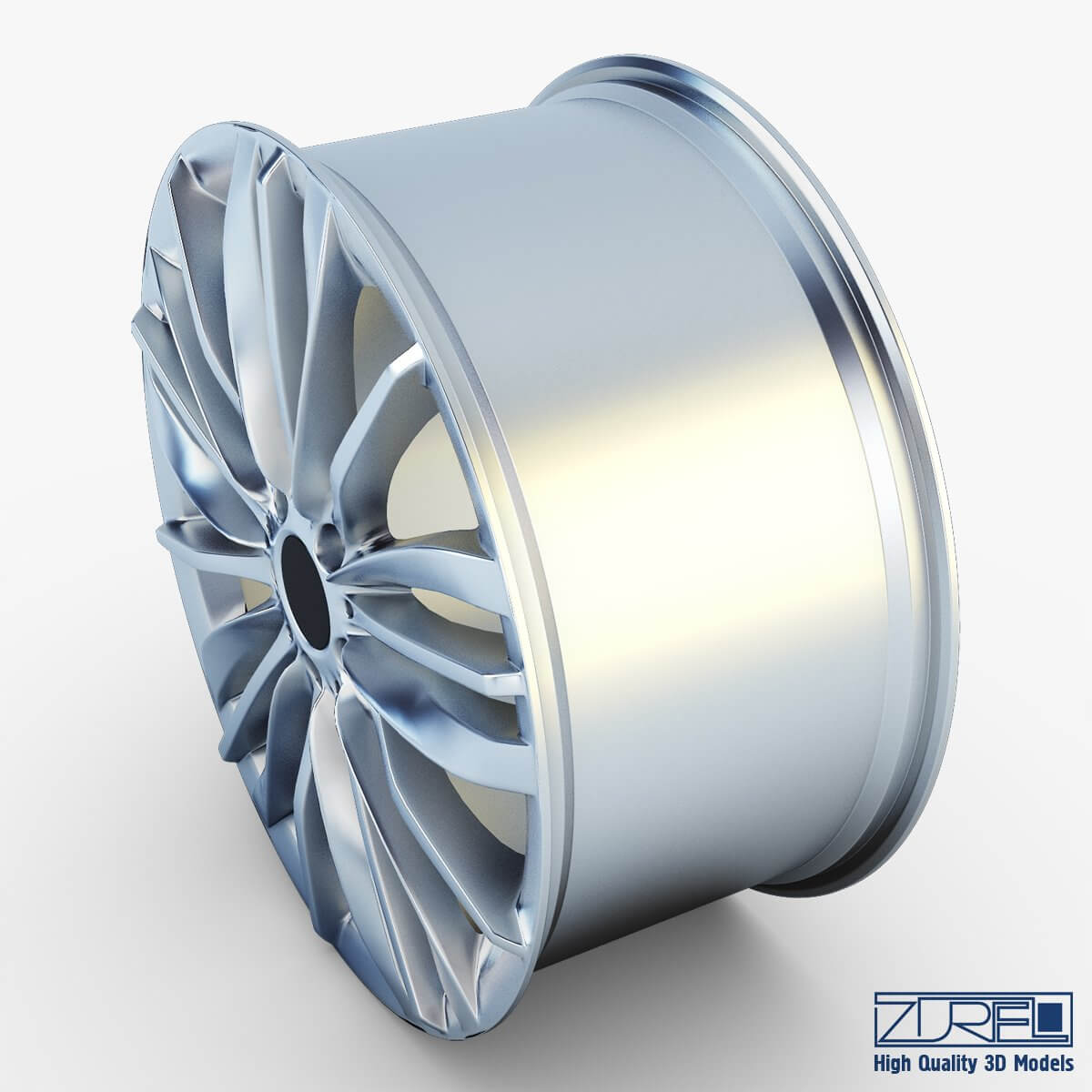 Style 332 Wheel Silver Mid Poly - 3D Model by Zurel