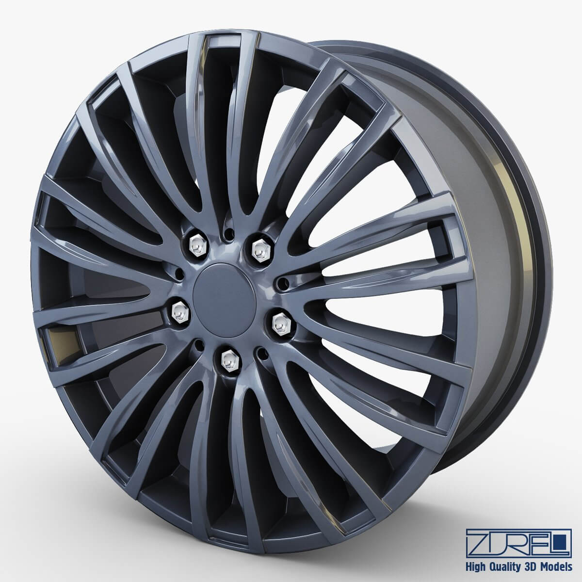 Style 345M Wheel Ferric Gray Mid Poly - 3D Model by Zurel