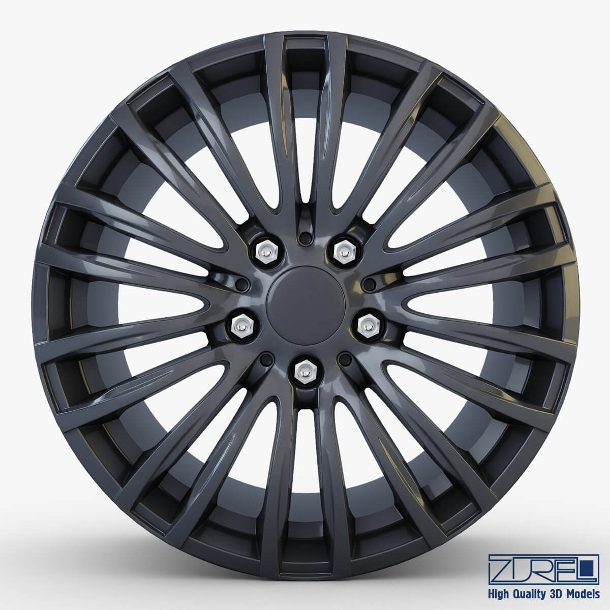 Style 345M Wheel Ferric Gray Mid Poly - 3D Model by Zurel