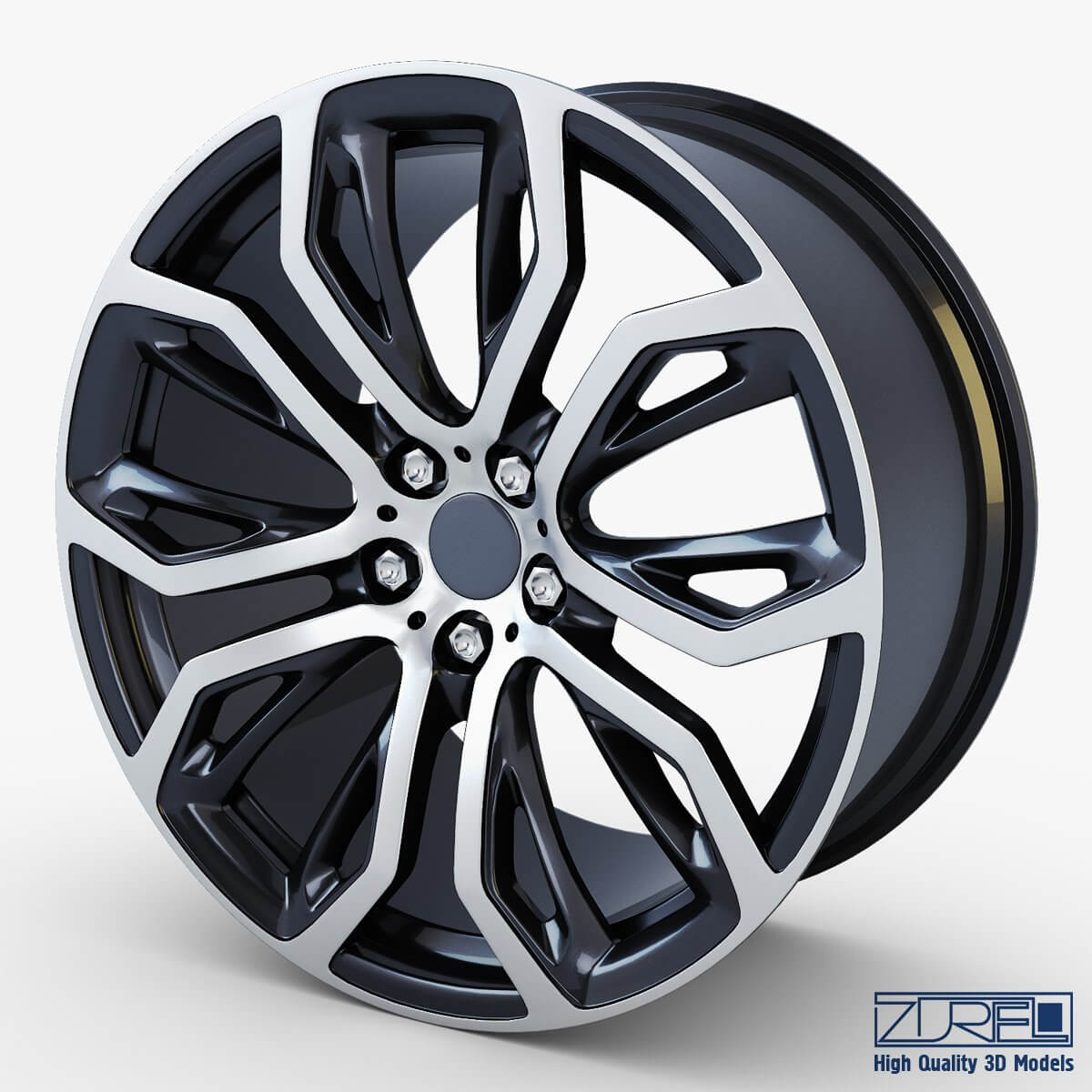 Style 375 Wheel Black Mid Poly - 3D Model by Zurel