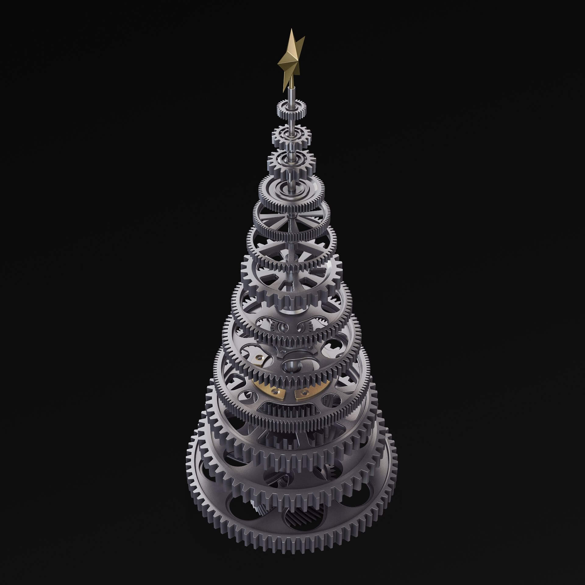 Stylized Gear Christmas Tree V 1 - 3D Model by Zurel