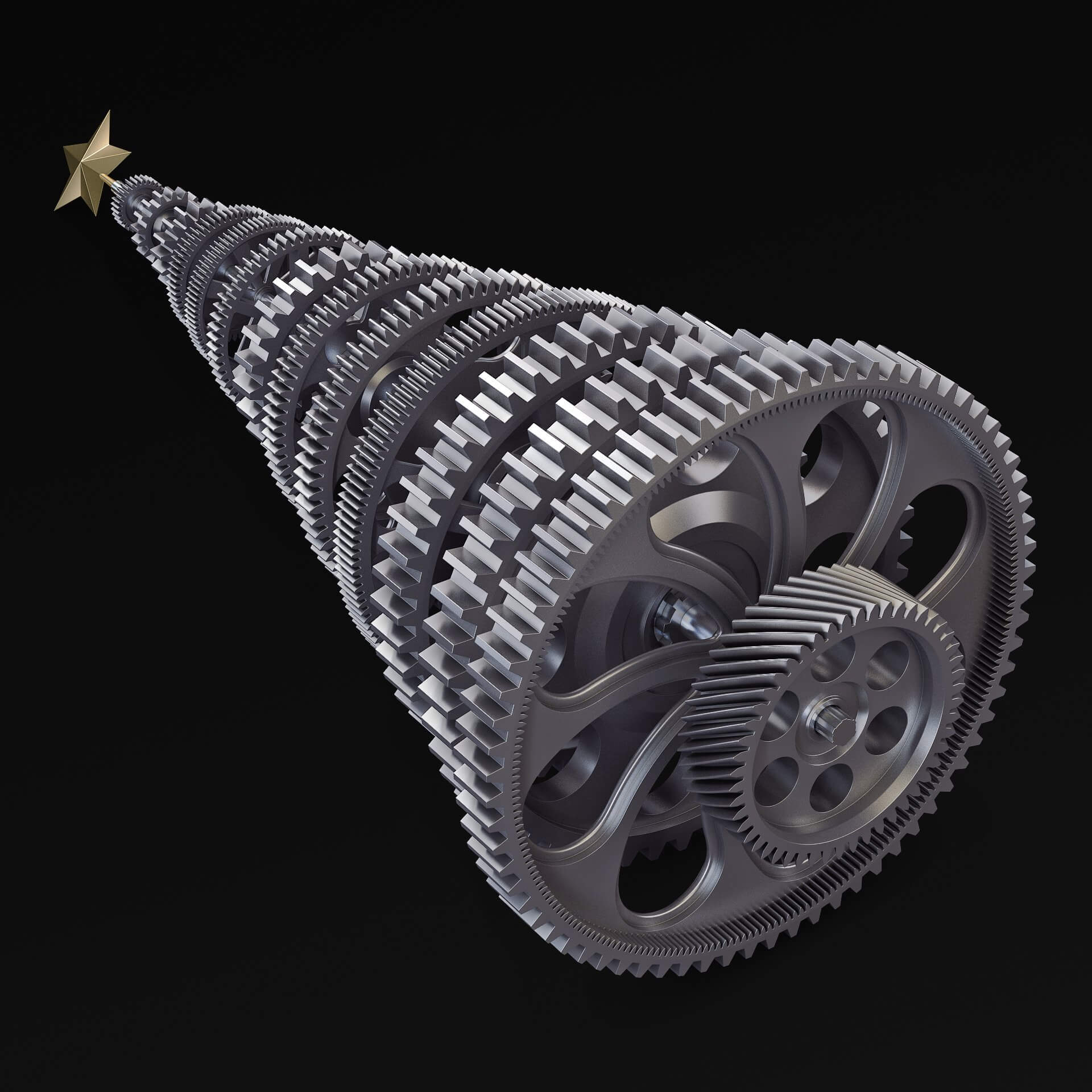 Stylized Gear Christmas Tree V 1 - 3D Model by Zurel