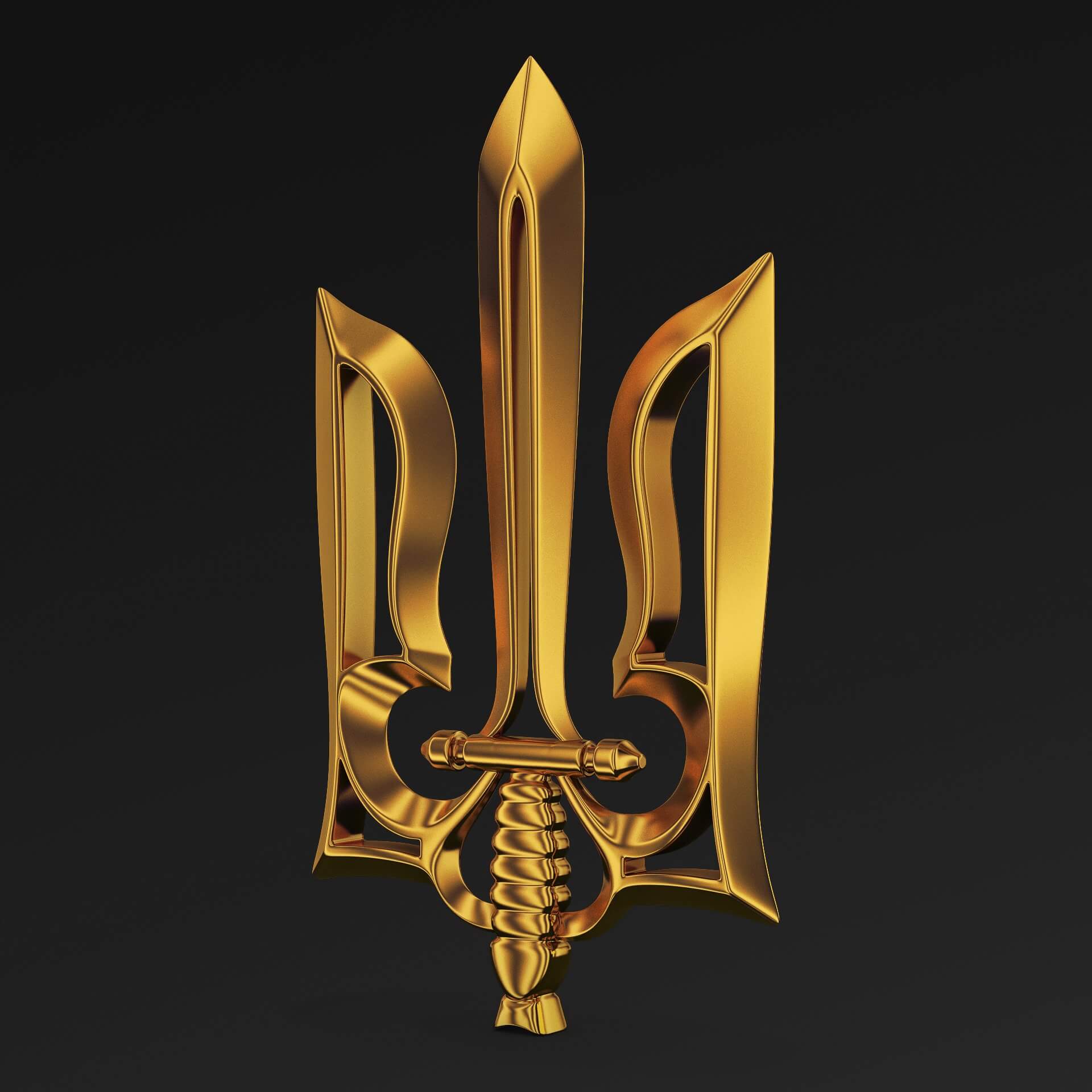 Stylized Ukrainian Tryzub M 1 - 3D Model by Zurel