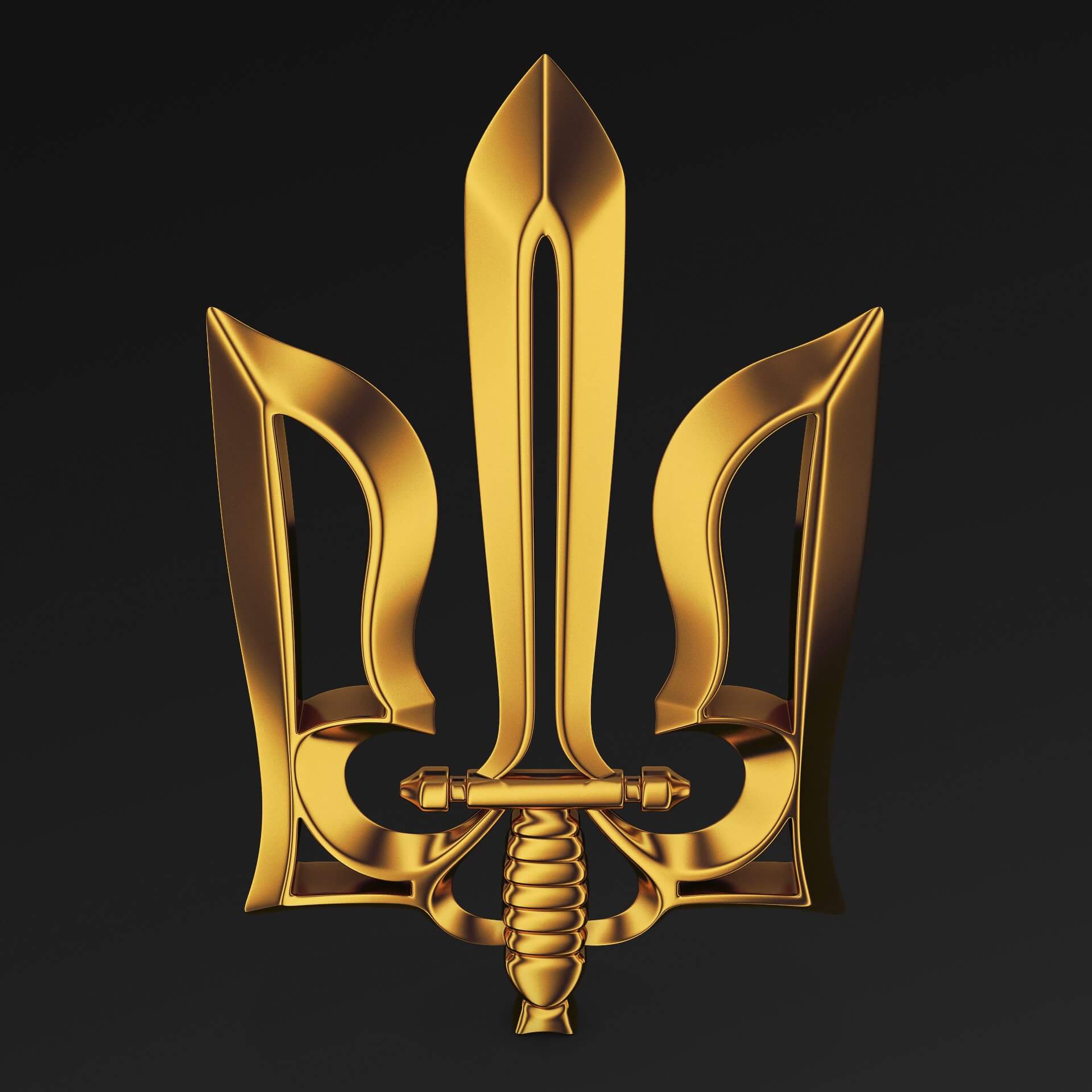 Stylized Ukrainian Tryzub M 1 - 3D Model by Zurel
