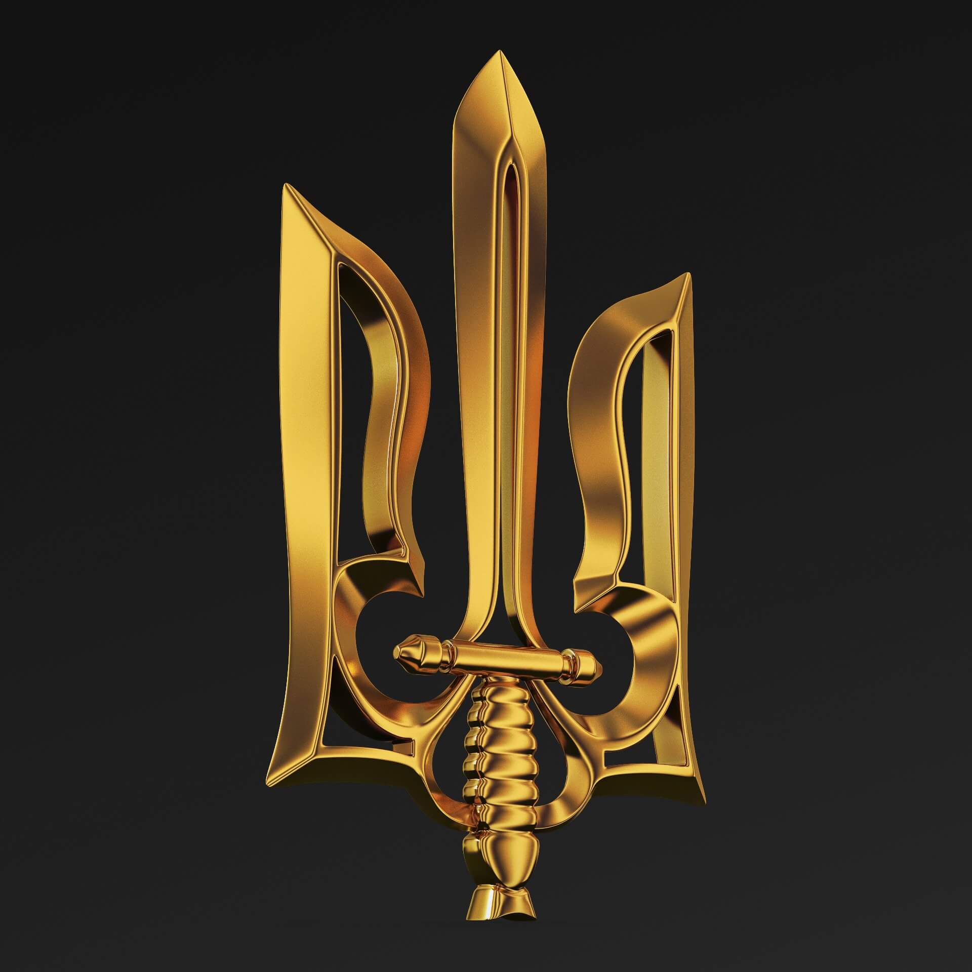 Stylized Ukrainian Tryzub M 1 - 3D Model by Zurel